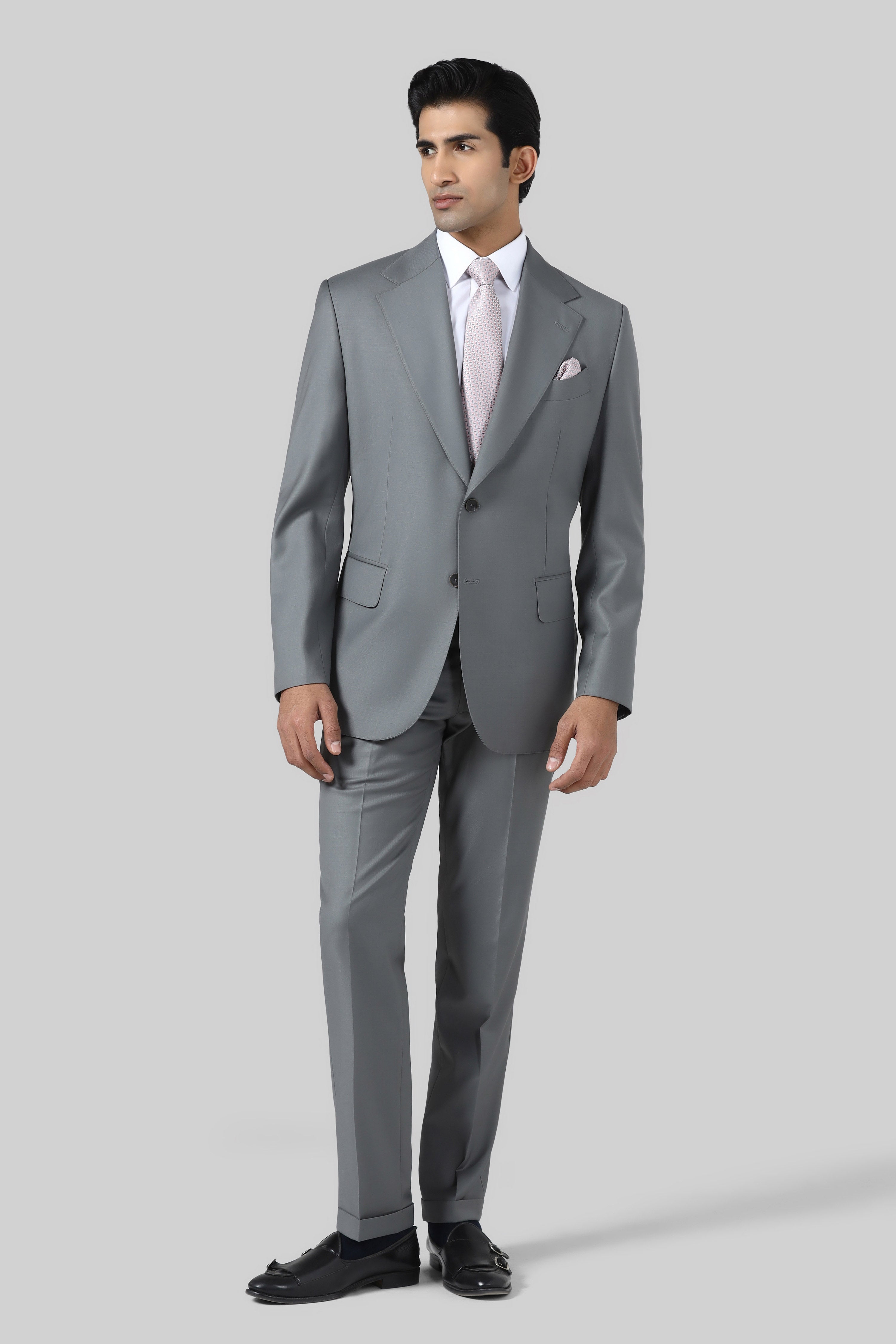 Designer Light Grey Suit for Men | Brahaan
