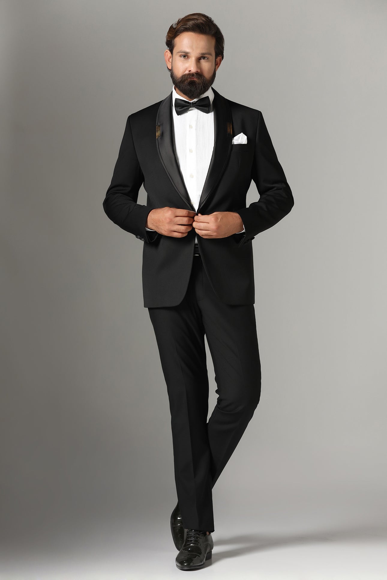 Classic Jet Black Tuxedo Suit– Brahaan by Narains