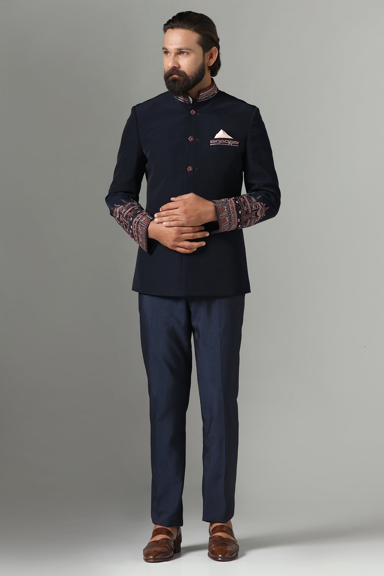 Blue Bandhgala Suit For Men– Brahaan by Narains