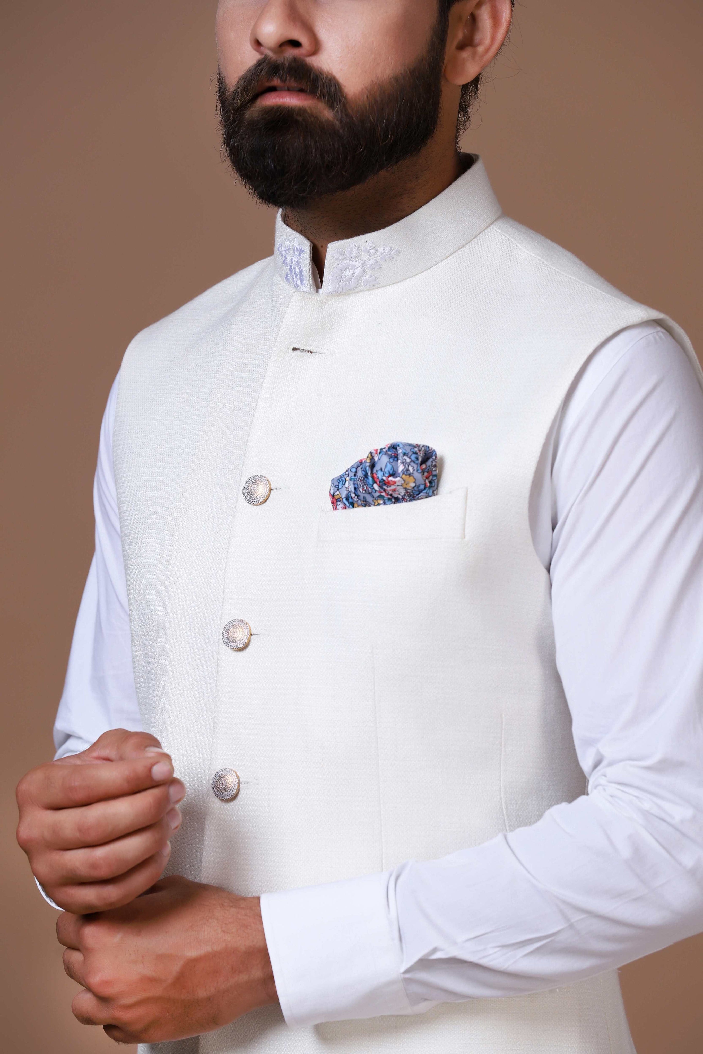 White Silk Jacket For Men– Brahaan by Narains